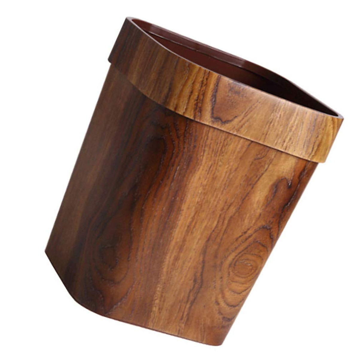 LIFKOME Office Trash Cans Retro Trash Can Wood Small Square Wastebasket Garbage Container Bin Imitated Wood Waste Bin Trash Can Pail for Bathroom Bedroom Kitchen Home Office 14L Ornament Container