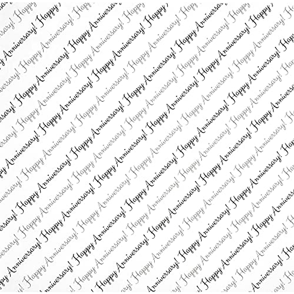 Happy Anniversary Black and Gray Wrapping Paper on White - 24"x10'