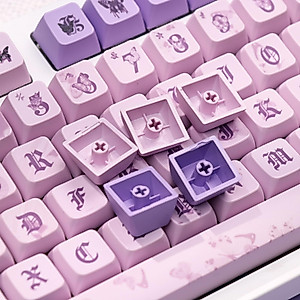 EPOMAKER Butterfly 121 Keys PBT Keycaps, MDA Profile Dye Sublimation Keycaps Set, for Mechanical Gaming Keyboard, Compatible with Cherry Gateron Kailh Otemu MX Structure