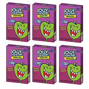 Jolly Rancher SINGLES TO GO! Green Apple, 6 boxes with 6 packets each - 36 total servings
