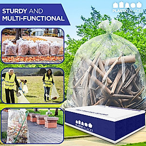 Plasticplace 42 Gallon Contractor Trash Bags │ 4.0 Mil │Clear Heavy Duty Garbage Bags │ 33" x 48" (50 Case)