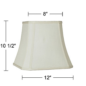 Creme Small Square Cut Corner Lamp Shade 8" Top x 12" Bottom x 11" Slant x 10.5" High (Spider) Replacement with Harp and Finial - Imperial Shade