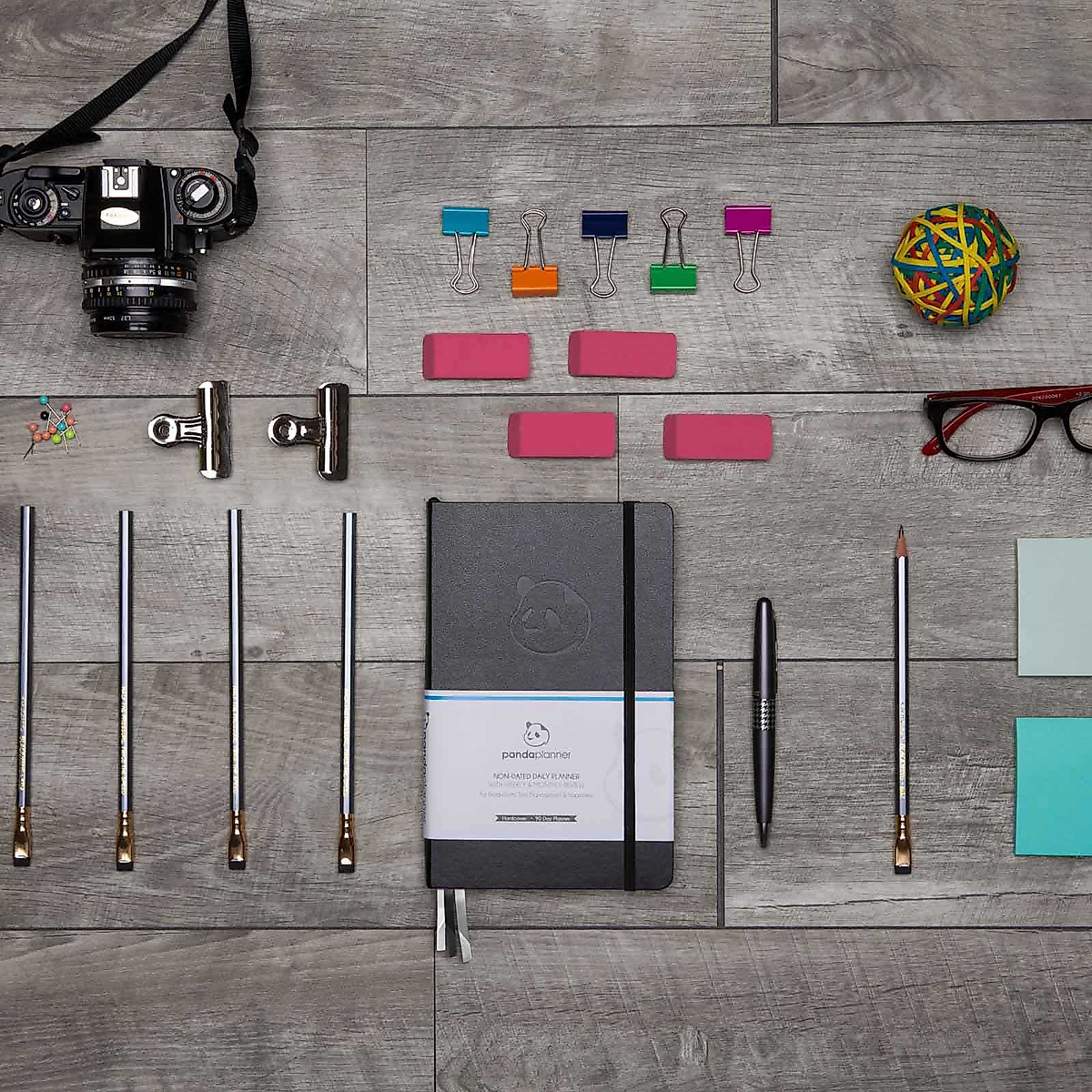 Black Daily Planner 2023 by Panda Planner - Organizer Planner for Goals, Gratitude & Focus - Weekly & Monthly Agenda Sections - Undated 90 Day Planner