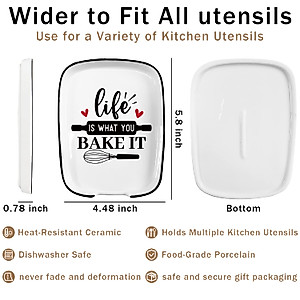 Ceramic Egg Beaters Rest Life Is What You Bake It. Durable Rest for Cooking Spoons, Heat-Resistant Spoon Rest for Baking Enthusiasts