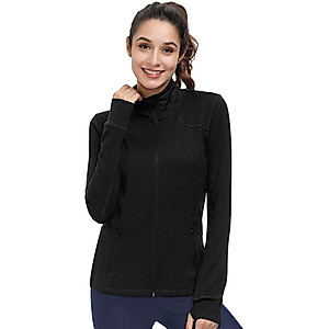 Dolcevida Womens Sports Jackets Zip Up Workout Yoga Jacket with Pockets