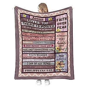 Cobakuey Christian Gifts for Women Men Blanket 60"X 50" - Christian Religious Inspirational Gifts,Jesus Religious Love Christ Spiritual Faith Blanket for Women,Mother's Day Appreciation Gift