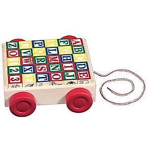 Melissa & Doug Classic ABC: 30-Piece Wooden Block Cart Bundle with 1 Theme Compatible M&D Scratch Fun Mini-Pad (01169)