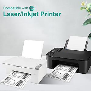 MFLABEL Half Sheet Self Adhesive Shipping Labels for Laser & Inkjet Printers, 200 Count