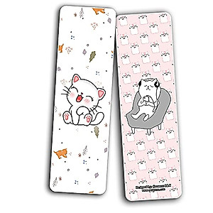 Creanoso Cat Designs Bookmarks (2-Sets X 6 Cards) - Stocking Stuffers Cute Gift Ideas for Children, Teens and Adults