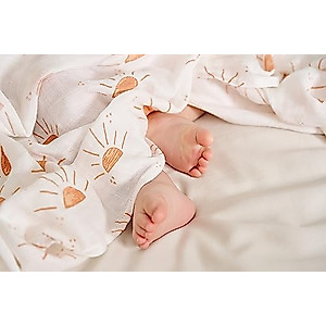 LAT 3 Pack Muslin Swaddle Blankets,Soft Bamboo Cotton Breathable Wraps for Baby,Large 43 x 59 inches,Unisex for Boys & Girls Newborn,Infant Shower and Wearable Swaddling Set(Sun Flowers)