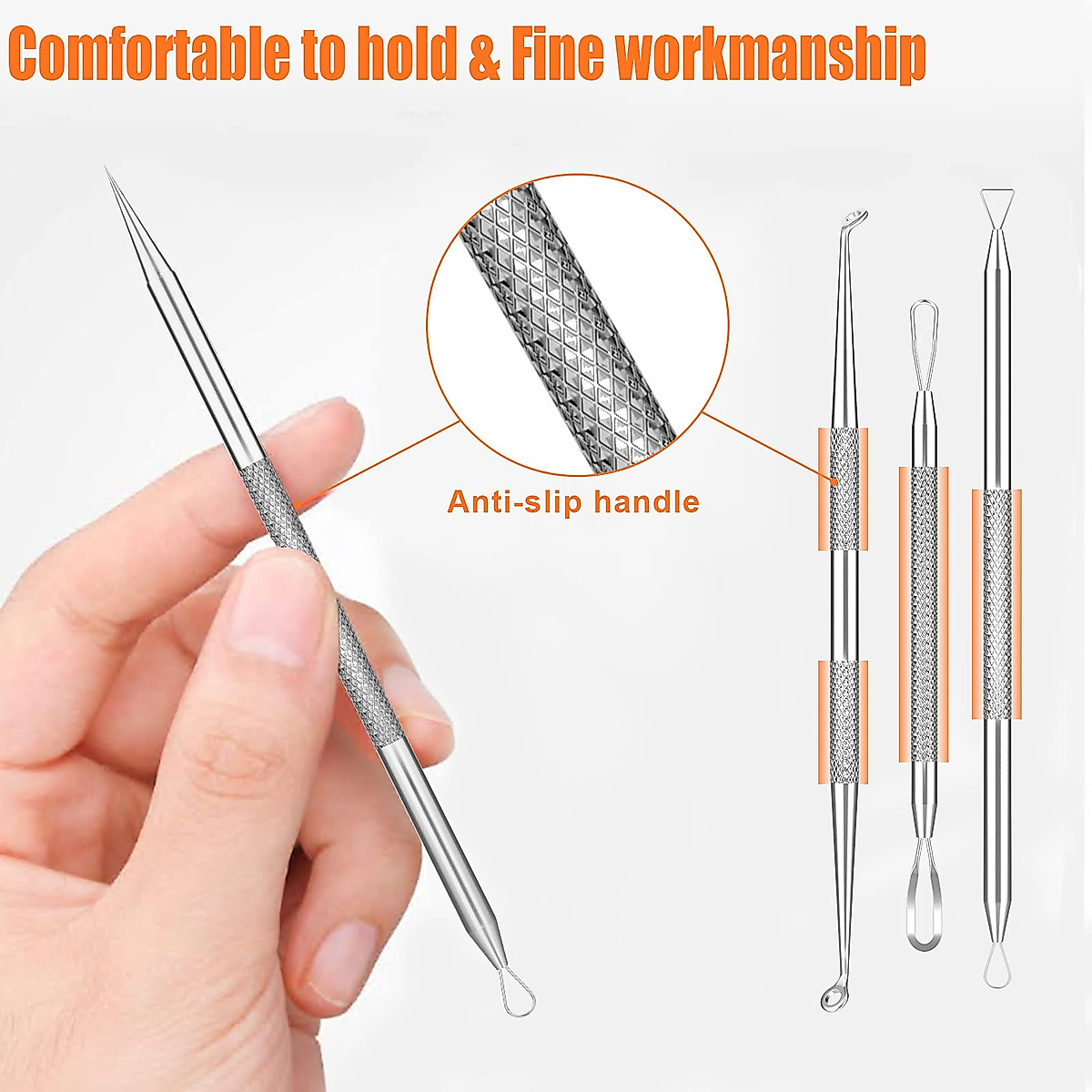 Pimple Popper Tool Kit, 15 PCS Blackhead Remover Comedone Acne Extractor Tools, Professional Sharp Stainless Skin Blemish Removal Pimple Tools with Metal Case