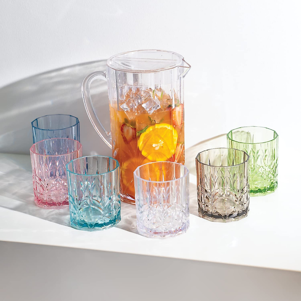 BELLAFORTE Shatterproof Tritan Plastic Water Pitcher, Myrtle Beach 88 oz Unbreakable Drinking Jug for Orange Juice, Iced Tea & Water - Dishwasher Safe - BPA Free - Clear