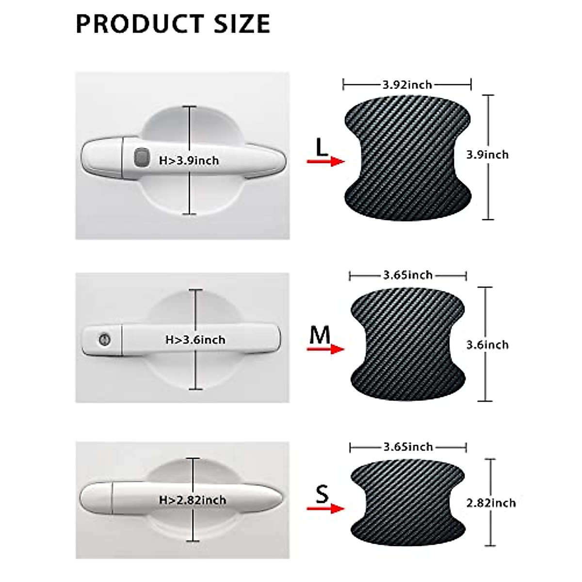 4PCS Car Door Handle Scratch Protectors, Carbon Fiber Car Door Handle Paint Scratch Protector Sticker Universal Auto Door Paint Guard Car Door Cup Scratch Protection Films