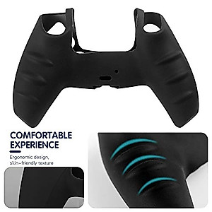 PS5 Controller Skins Anti-Slip Silicone Cover Protector Case Handle Sleeve Dustproof for PS5 Playstation with 8 Thumb Grips (Camouflage Green)