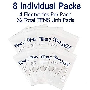 TENS 7000 Official TENS Unit Replacement Pads 32 Pack - 16-2" X 2", 16-2" X 4" TENS Unit Electrode Pads Compatible with Most TENS Machines Replacement Electrodes Value Pack