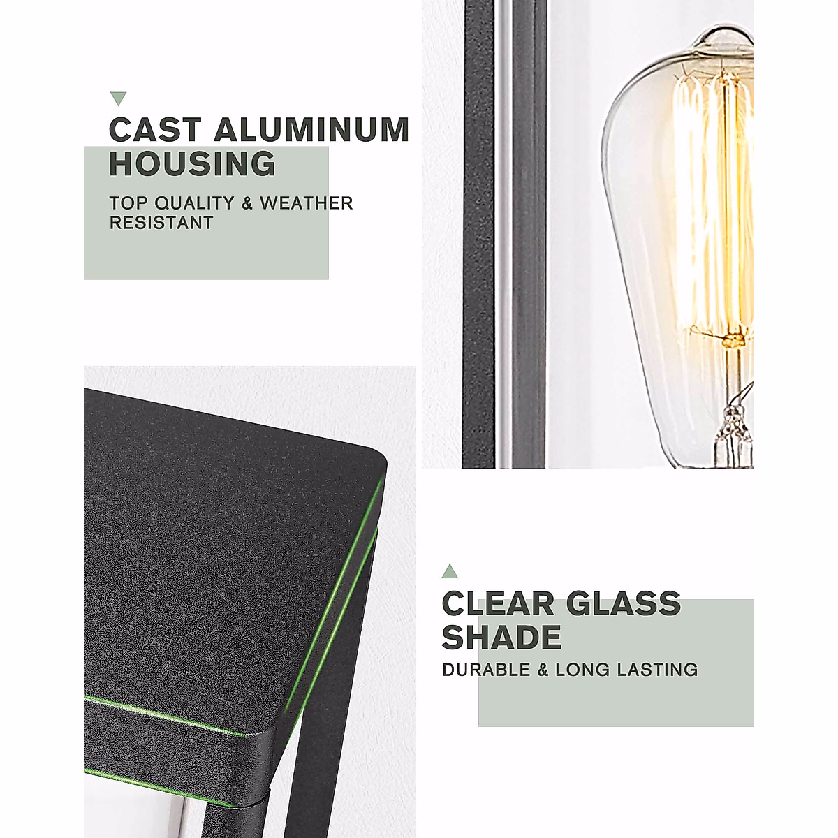 Beionxii Outdoor Post Lights, Dusk to Dawn Large Lamp Post Light Fixture, Black Cast Aluminum w/Clear Cylinder Glass (20" x 7") - A291P-1PK/S