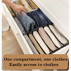 2 Pack Wardrobe Clothes Organizer, 9 Compartment Large Clothes Drawer Organizer Closet Divider with Handle, Widen Thicken Washable Foldable Clothes Storage Box for Jeans Pants Leggings Folded Clothes