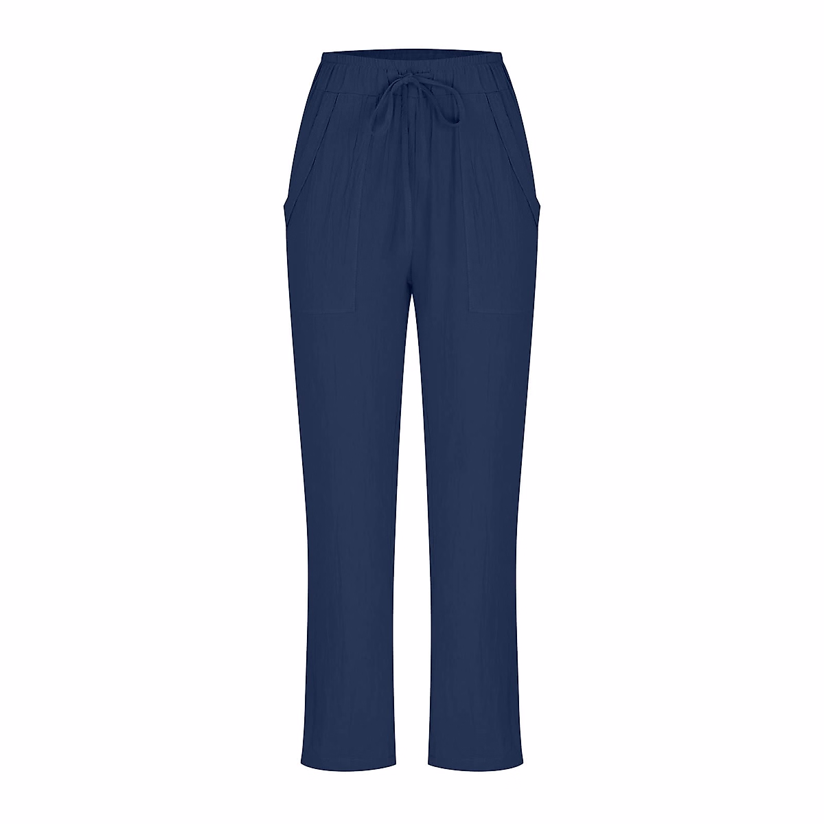 ZDRZK Linen Beach Pants for Petite Women Casual Summer Womens Casual Linen Pants 2023 Plus Size High Waist Drawstring Summer Pants Straight Leg Lounge Trousers with Pockets Blue XL