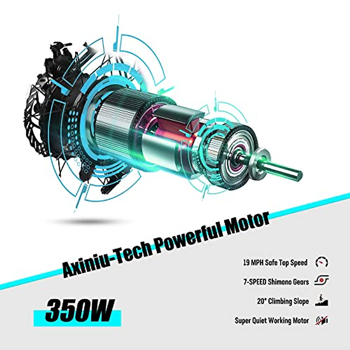 Axiniu Electric City Bike for Adults | 26'' Electric Commuter E-Bike | Shimano 7-Speed | Peak 500W Brushless Motor with 36V UL-Certified Removable Battery | Electric Bicycle