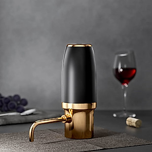 Sip & Shimmer Electric Wine Aerator, Modern Wine Aerator, Electric Wine Dispenser, Black & Gold Wine Pourer, Wine Pump, Automatic Wine Pourer, Re-chargeable, Wine Gifts, Gift for Mom Wife