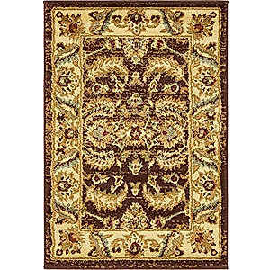 Unique Loom Voyage Collection Traditional Oriental Classic Intricate Floral Design Area Rug (2' 2 x 3' 0 Rectangular, Brown/Gold)