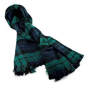 OCT17 Plaid Scarfs for Women Pashmina Tartan Wrap Large Warm Blanket Soft Shawl Checked Winter Fall Scarfs Scarves for Woman - Green