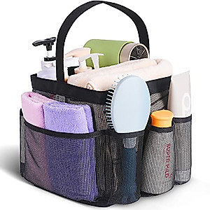 EUDELE Mesh Shower Caddy Portable for College Dorm Room Essentials,Portable Shower Caddy Dorm with 8-Pocket Large Capacity,Shower Bag for Beach,Swimming,Gym-Black