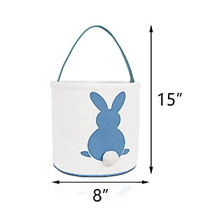 MONOBLANKS Easter Bunny Basket Bags, Rabbit Bucket Tote for Easter Egg Hunts Decorations Candy Gifts Storage (Blue)