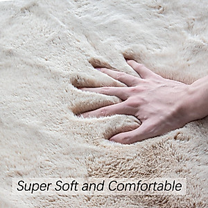 ORINOVA Light Brown Beige Plush Shag Area Rugs 8x10 Rugs for Living Room Boho Fluffy Large Rabbit Fuzzy Fur Rug for Bedroom Nursery Rug