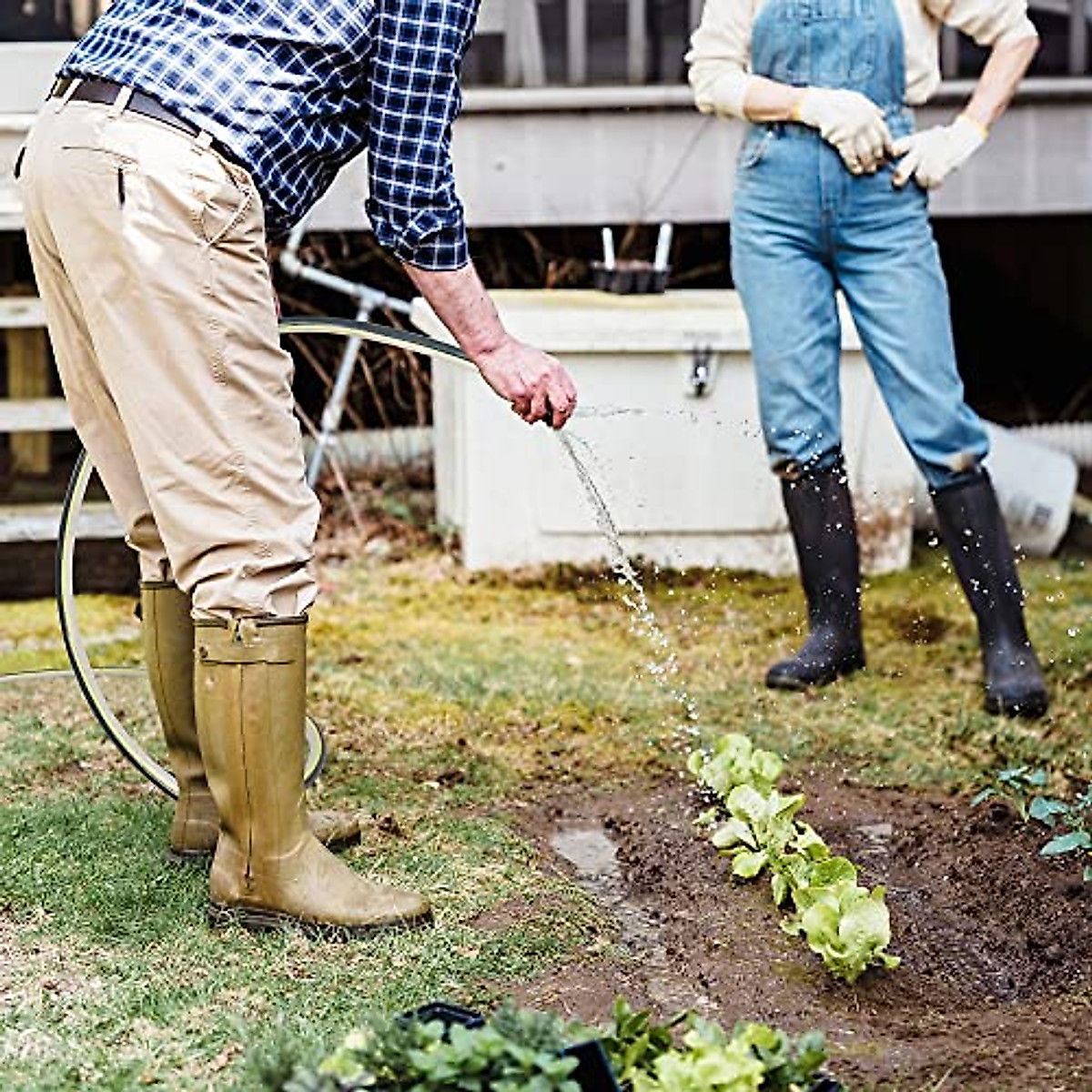 Worth Garden Lead-In Short Hose 3/4 in. x 4 ft. No leak, Durable and Lightweight PVC Grey Water Hose with Solid Aluminum Hose Fittings, Male to Female Fittings, 8 YEARS WARRANTY