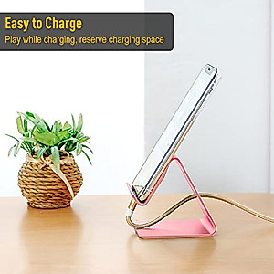 Cell Phone Stand,Desk Phone holder for Office, Home, Bed, School. Cute Desktop Facetime Phone Holder,Metal Phone Dock Cradle Compatible with Switch iPhone 14 13 12 11 iPad Mini, Tablet (Pink)