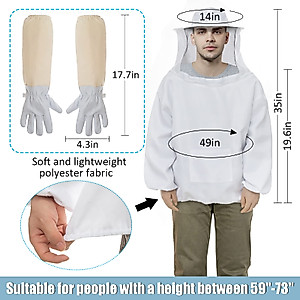 Professional Beekeeper Jacket with Goatskin Gloves- Premium Beekeeping Suit Jacket Pull Over with Fencing Veil Hood- Bee Jacket Beekeeping Smock Protective Suit for Beginner & Professional Beekeepers