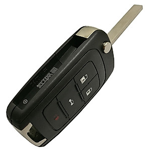 Key Fob Cover Case Shell with Keychain Fit for Chevrolet Chevy Cruze 2010 2012 2011 2014 Camaro Impala Aveo Epica Lova Keyless Entry Flip Remote Car Key Housing (1)