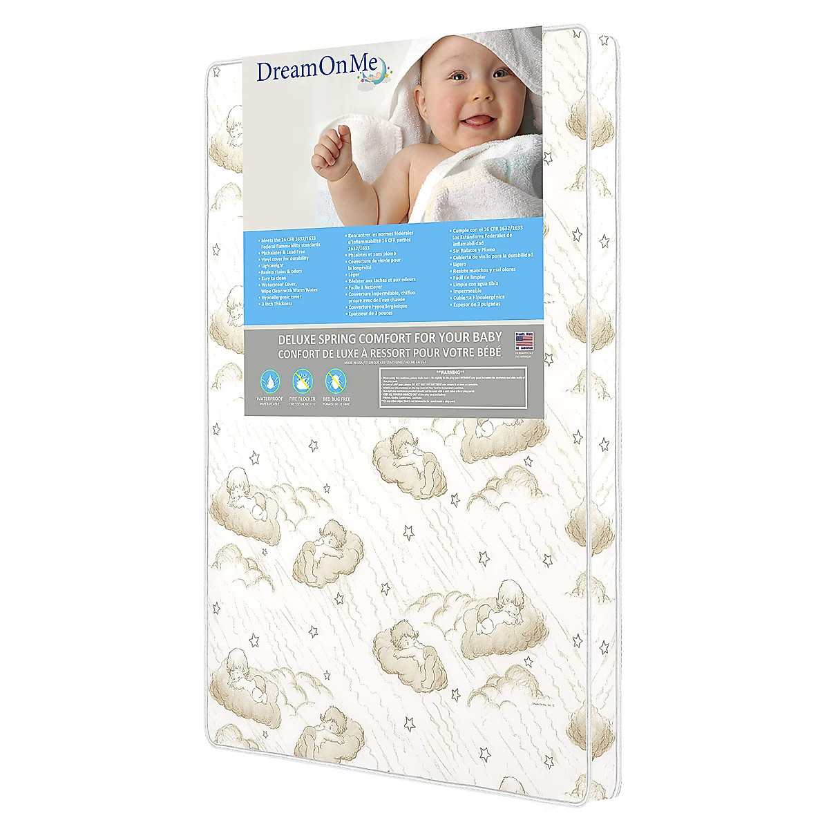 Dream On Me 3 inch Spring Coil Portable Crib Mattress | Greenguard Gold Certified