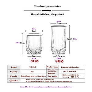 Double Wall Glasses Set of 2 for Men Women Drinking Whiskey Bourbon Scotch Cocktails Cold Drinks No Sweat Insulated Tumbler Stemless Wine Glasses Clear Cup in Gift Box Freezer Safe 8OZ