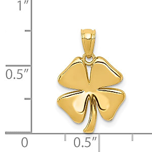IceCarats 14K Yellow Gold 4 Leaf Lucky Clover Shamrock Flower Necklace Heart Claddagh Celtic Charm Pendant Irish Jewelry Only