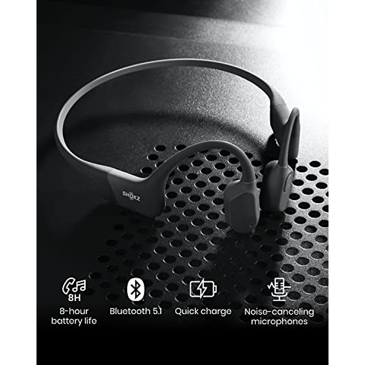 SHOKZ OpenRun (AfterShokz Aeropex) - Open-Ear Bluetooth Bone Conduction Sport Headphones - Sweat Resistant Wireless Earphones for Workouts and Running - Built-in Mic, with Headband