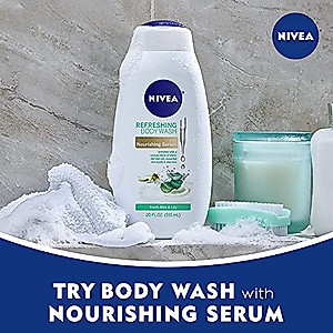 NIVEA Fresh Aloe and Lily Refreshing Body Wash with Nourishing Serum, 20 Fl Oz Bottle