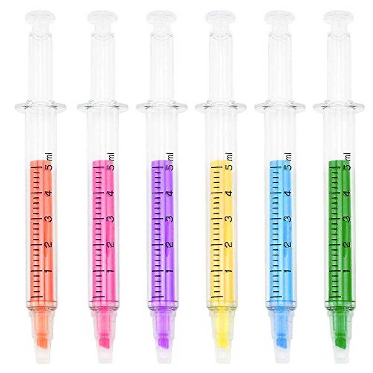 SunAngel 4 Syringe Pens + 6 Pill Pens + 6 Syringe Highlighters Fluorescent Needle Watercolor Pen (16 PCS)