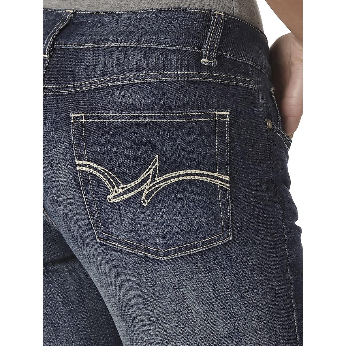 Wrangler Women's Western Mid Rise Stretch Straight Leg Jean, Dark Indigo, 7W x 30L