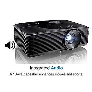 Optoma H190X Affordable Home & Outdoor Movie Projector | HD Ready 720p + 1080p Support | Bright 3900 Lumens for Lights-on Viewing | 3D-Compatible | Speaker Built in