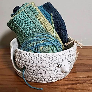 FGYZYP Resin Yarn Bowl, Sheep Knitting Bowl, Decorative Yarn Ball Holder, Handmade Craft Knitter Storage Supplies Organizer Crocheting Accessories for Mothers Day Christmas Day Gifts
