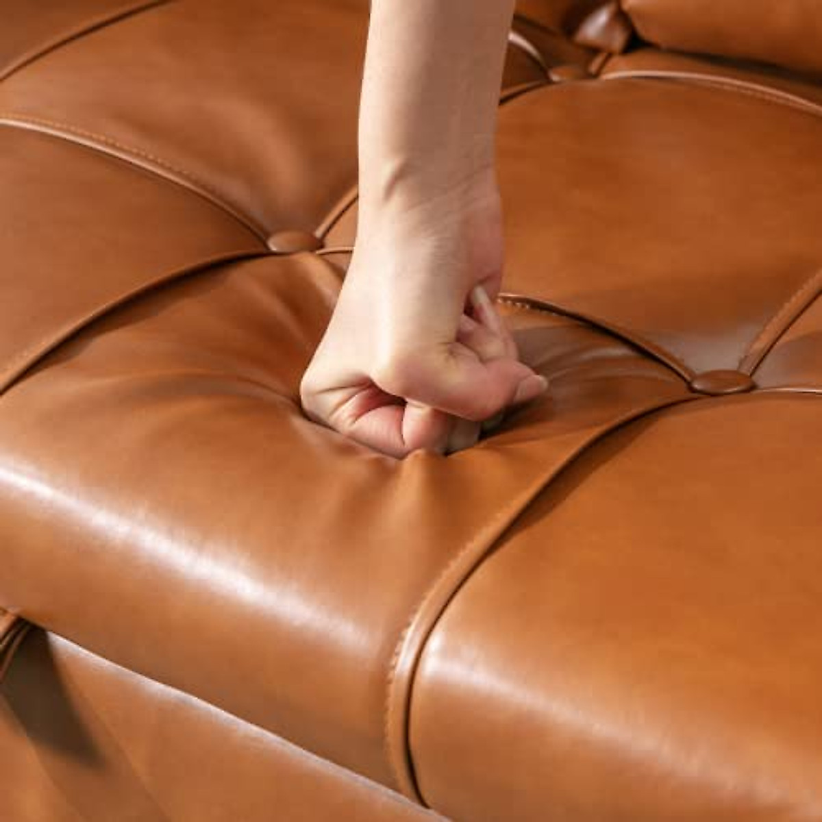 Ya-Home Modern Loveseat Sofa Comfy PU Leather with Armrest and Pillows, Upholstered Tufted Couch Love Seat Sofa with Storage Function for Living Room Office, Brown