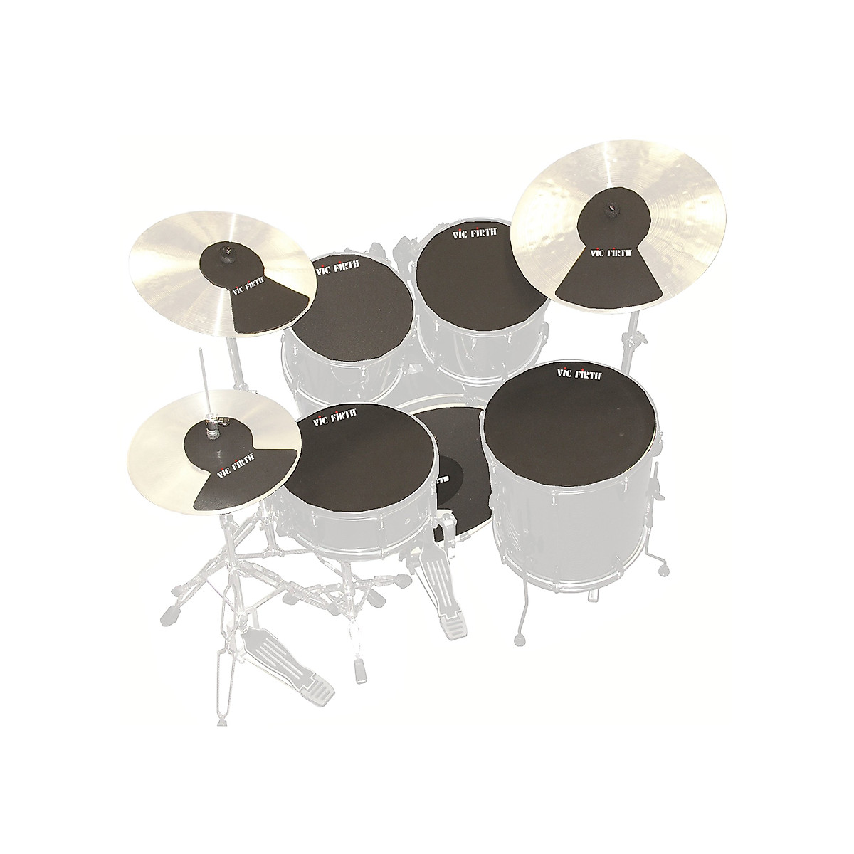 Vic Firth Drum Mute Prepack with Mutes Sized 12, 13, 14, 16, 22", Hi-Hat & 2 Cymbal Mutes