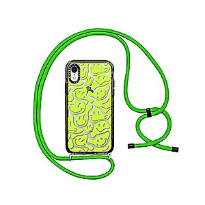 CASETiFY Impact Crossbody Sling Case for iPhone XR - Acid Smiles Neon Green - Neon Green String