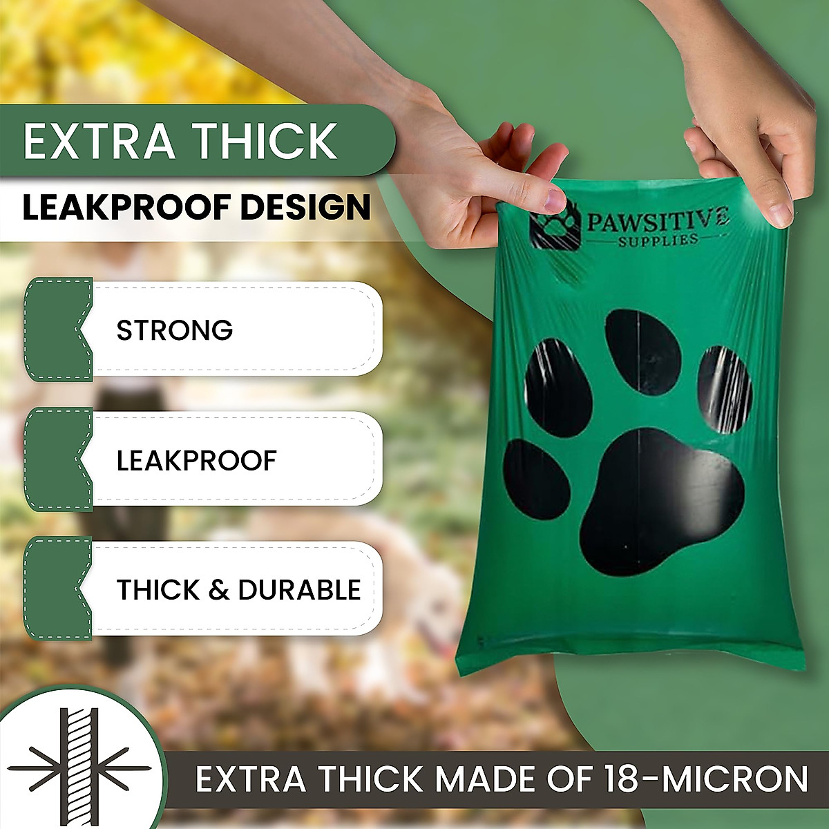 Pawsitive Supplies Eco-Friendly Poop Bags - 270 Bags Made from Cornstarch, Unscented and Perfect for Your Daily Walks