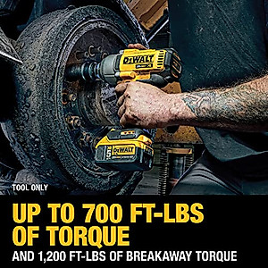 DEWALT 20V MAX XR Brushless High Torque 1/2" Impact Wrench with Detent Anvil, Cordless, Tool Only (DCF899B)
