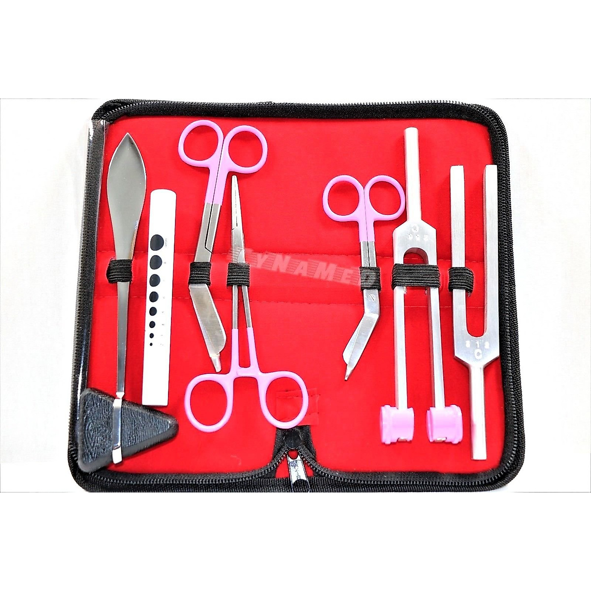 New Premium Set of 7 pcs Reflex Percussion Taylor Hammer Penlight Tuning Fork C 256 C 512 Bandage Scissors 5.5 and 4.5 Inches Hemostat Forceps 5.5 Inches CYNAMED