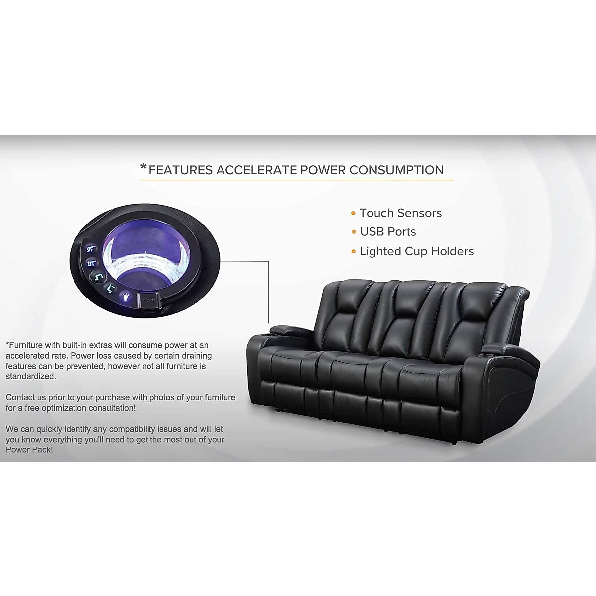 Enouvation E6 Power Pack- 6000mAh Rechargeable Lithium Ion Battery Supply for Power Motion Recliner, Sofa, and Sectional Home Furniture