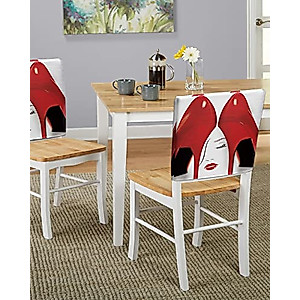 Maliyand Chair Back Cover, Sexy Red High Heels Fashion Woman Face Chair Covers Removable Chair Protector Slipcover for Dining Room, Kitchen, Restaurant, Set of 4
